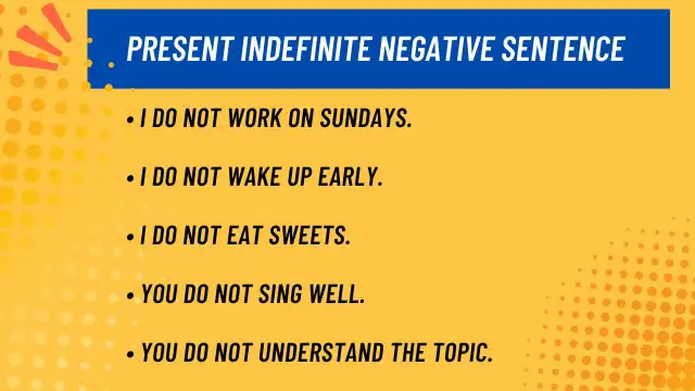 100 Present Indefinite Negative Sentence with Formula and Exercise ...